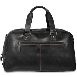 JACK GEORGES Full-grain Buffalo Leather Weekender Duffle Bag - Black