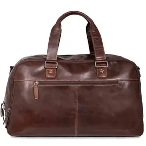 JACK GEORGES Full-grain Buffalo Leather Weekender Duffle Bag - Brown
