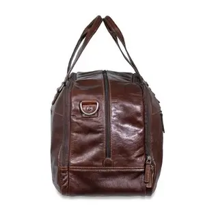 JACK GEORGES Full-grain Buffalo Leather Weekender Duffle Bag - Brown