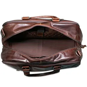 JACK GEORGES Full-grain Buffalo Leather Weekender Duffle Bag - Brown