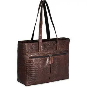 JACK GEORGES Hornback Croco Uptown Tote Bag - Brown