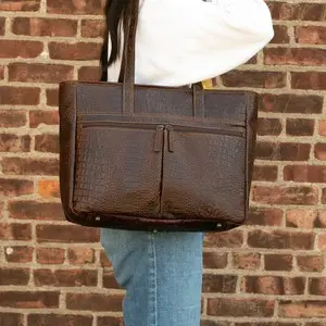 JACK GEORGES Hornback Croco Uptown Tote Bag