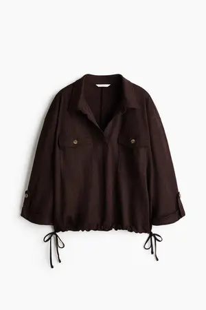 H&M Piqué Pullover Shirt With Dropped Shoulders And Chest Pockets