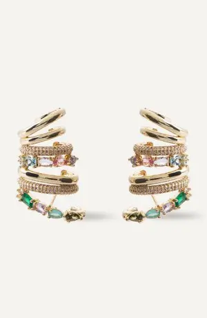 MELANIA CLARA 18k Gold Plated Cubic Zirconia And Multi-stone Ear Climbers