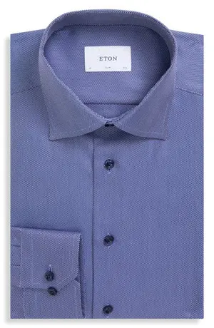 Eton Slim Fit Textured Cotton Dress Shirt