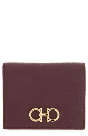 FERRAGAMO Gancini Leather French Wallet - Plum