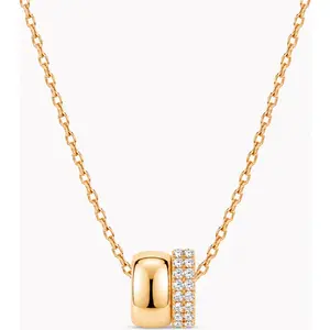 DONATELLO GIAN Tone Pavé Double Ring Pendant Necklace
