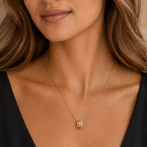 DONATELLO GIAN Tone Pavé Double Ring Pendant Necklace