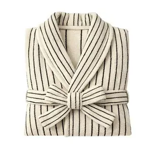 INSPECIAL HOME Scandi Retro Cotton Hooded Bathrobe - Stripe