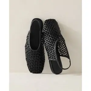 HAVEN WELL WITHIN Woven Leather Sandals With Ankle Strap