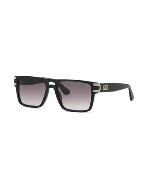 Philipp Plein Rectangular Sunglasses With Double Bridge - Black/violet