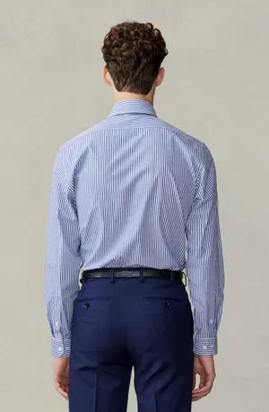 THE BLACK TUX Essential Dress Shirt - Navy Stripe