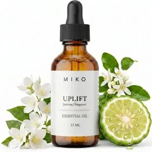 MEO-UPL15 Miko Uplift Essential Oil Blend With Jasmine & Bergamot 100% Organic 15ml - Clear
