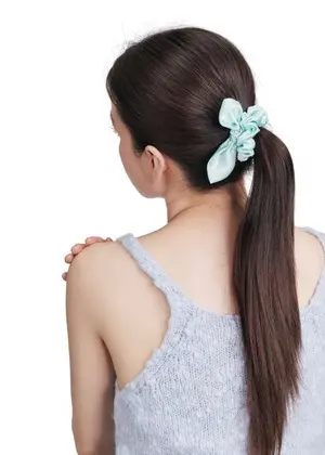 OLAH Bunny Ear Silk Scrunchie - Blue
