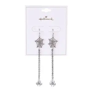 HALLMARK Halloween Spider And Web Linear Drop Earrings