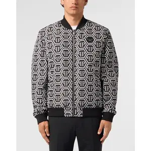Philipp Plein Monogram Nylon Bomber Jacket - Black