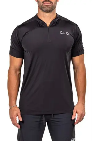 MACEOO Athletic Quarter Zip Performance T-shirt - Black