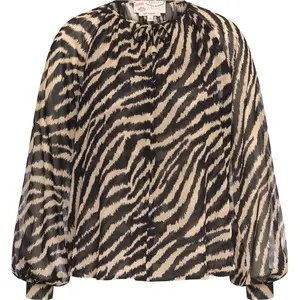 MAISON COMMON Silk Blouse With Zebra Print - Black/sand