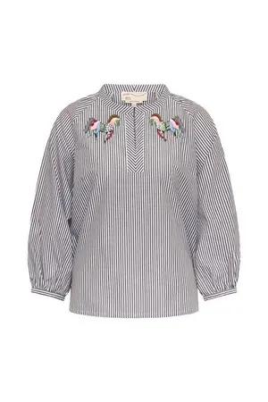 MAISON COMMON Striped Blouse With Zebra Patches