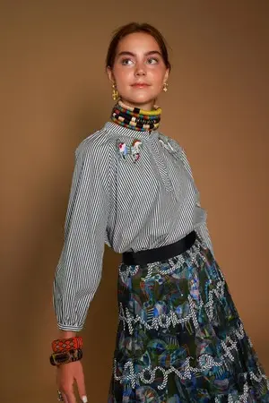 MAISON COMMON Striped Blouse With Zebra Patches