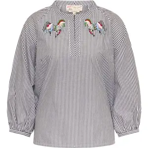 MAISON COMMON Striped Blouse With Zebra Patches - Black/white