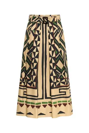 MAISON COMMON Printed Canvas Skirt With Belt