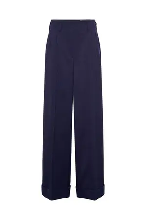 MAISON COMMON Wide Leg Pants With Cuff - Blue