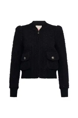 MAISON COMMON Tweed Bomber Jacket With Knitted Back
