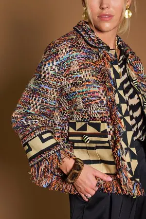 MAISON COMMON Tweed Jacket With Patch Pockets And Fringes