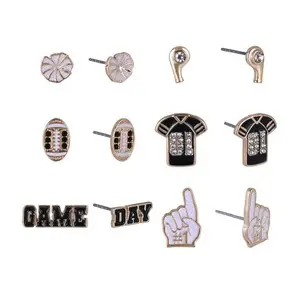 HALLMARK Game Day Earring Set 6 Pairs - Black