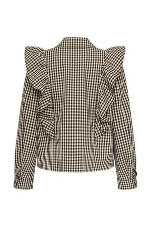 MAISON COMMON Gingham Outdoor Jacket With Ruffles