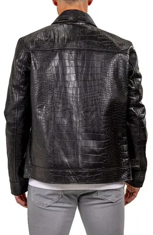 MACEOO Marthyr Croc Embossed Leather Jacket