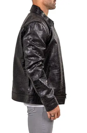 MACEOO Marthyr Croc Embossed Leather Jacket