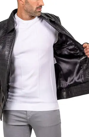 MACEOO Marthyr Croc Embossed Leather Jacket