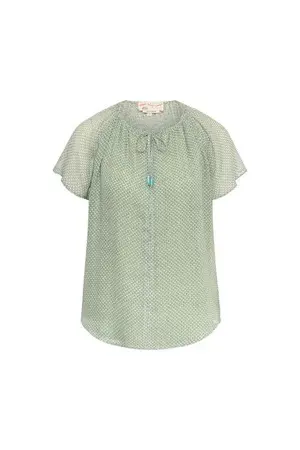 MAISON COMMON Printed Silk Georgette Blouse - Mint