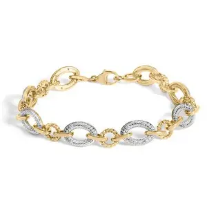 HAUS OF BRILLIANCE Gold Vermeil Diamond Oval Link Bracelet - Silver