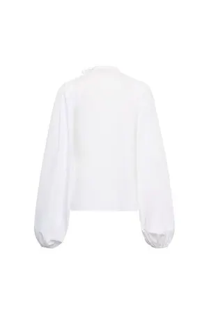 MAISON COMMON Cotton Poplin Blouse With Flower Pin - White