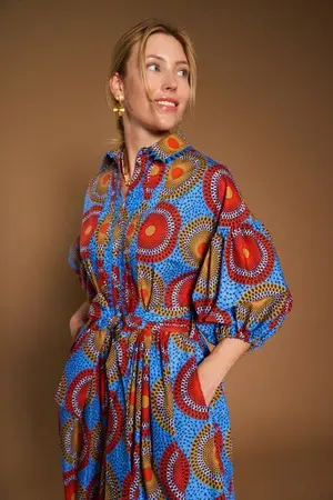 MAISON COMMON Printed Dress With Macramé Piping