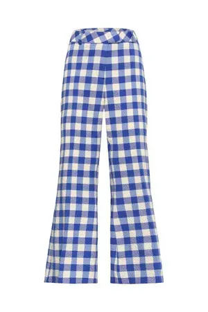 MAISON COMMON Gingham Check Trousers - Blue/white