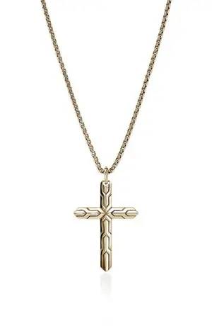 John Hardy 14k Cross Pendant Necklace - Gold