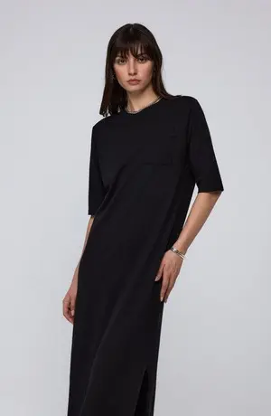 JUANA Elara Short Sleeve Maxi Dress - Black