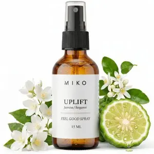 MIKO Uplift Room + Linen Mist With Jasmine & Bergamot 100% Organic 2 Fl Oz - Clear