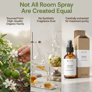 MIKO Uplift Room + Linen Mist With Jasmine & Bergamot 100% Organic 2 Fl Oz