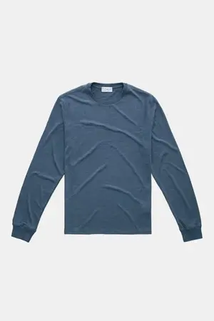 WOLF VS. GOAT (WVG) Heavyweight Long Sleeve Viscose Jersey Crewneck - Navy