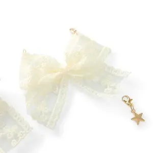 PACKED PARTY Lace Bow And Gold Charm Shoe Charm Set
