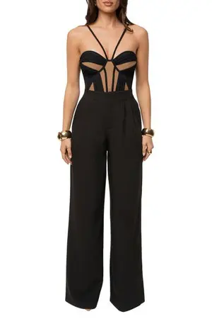 JLUXLABEL Illusion Contrast Bodysuit - Black