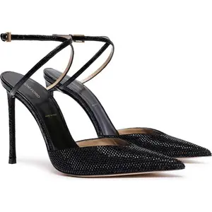 TOM FORD Selen Crystal Leather Ankle Strap Pump - Black