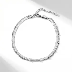 BLISS DIAMOND Stefanie Anklet Plated 9.25" With 1.5" Extender - Silver