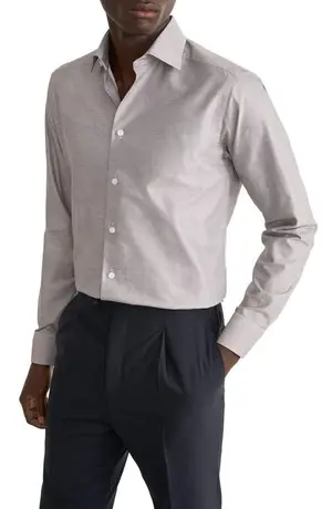 Eton Contemporary Fit End On End Cotton Shirt - Medium Brown