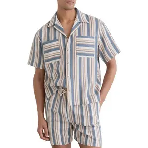 REISS Celeste Striped Camp Shirt - Blue/ecru